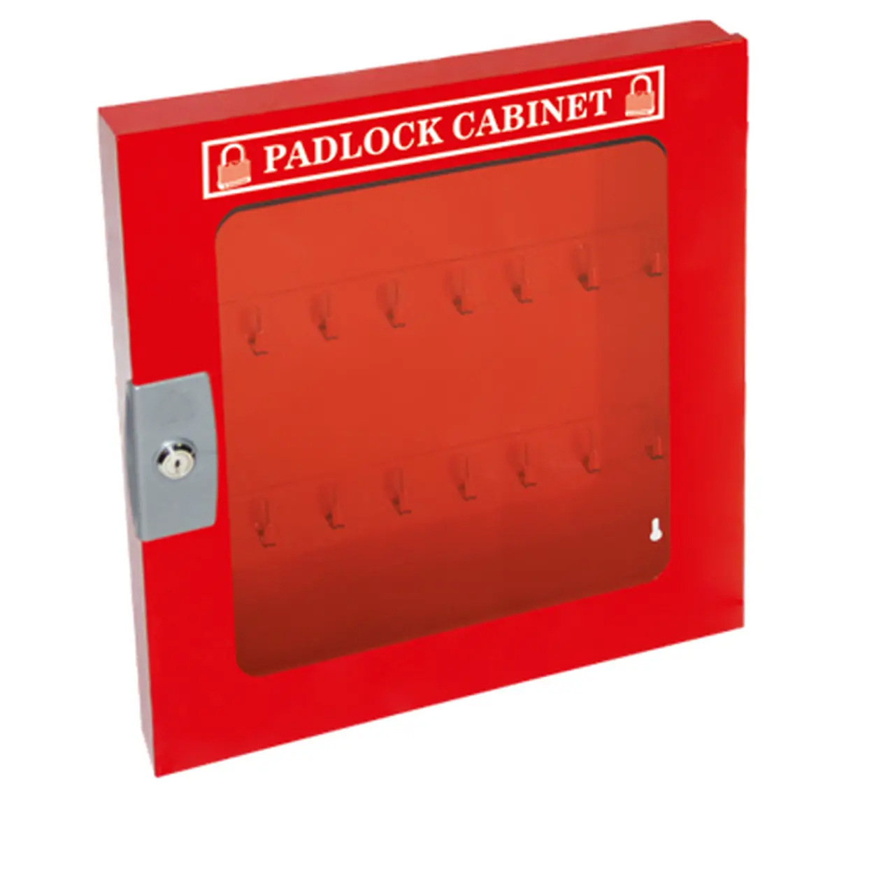 Padlock Cabinet Clear Fascia – 28 hooks and 55 Locks – arasko